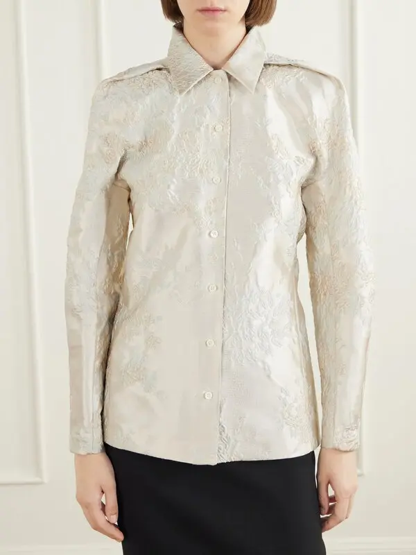 JIL SANDER Floral Jacquard Button-down Shirt