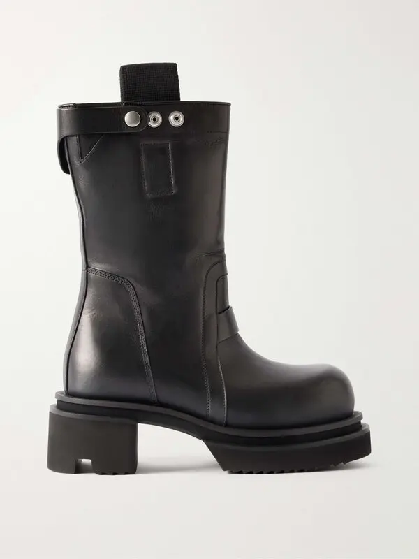 Rick Owens Bogun Leather Knee Boots