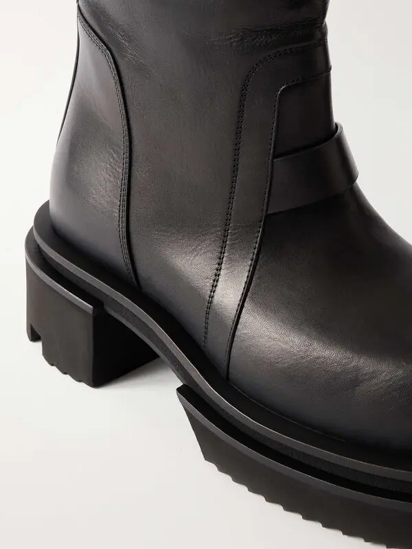 Rick Owens Bogun Leather Knee Boots