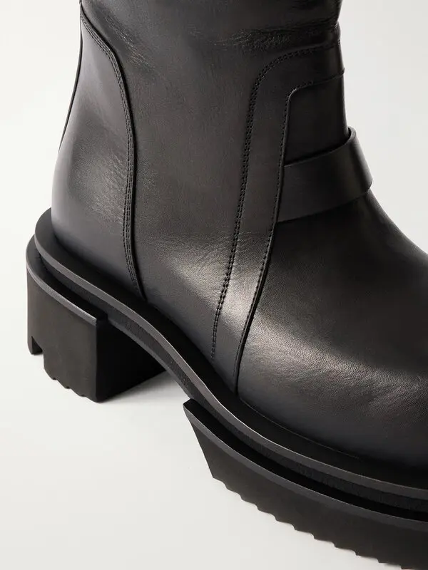 Rick Owens Bogun Leather Knee Boots
