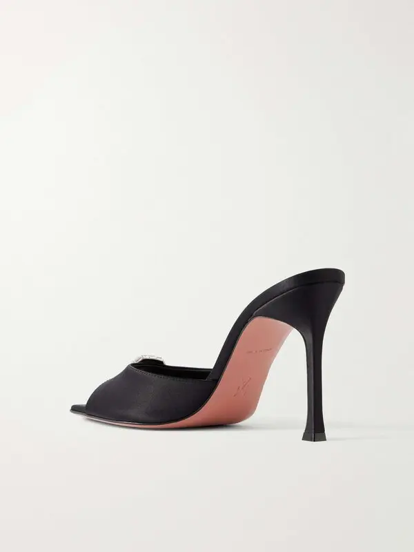 Amina Muaddi Mini Camelia 95 Embellished Satin Sandals