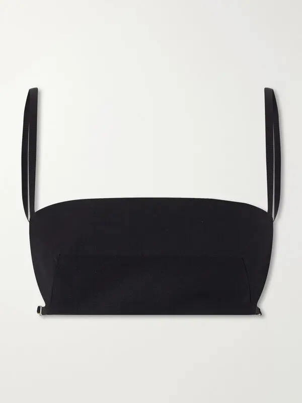 JIL SANDER Cropped Wool And Silk-blend Top - Black
