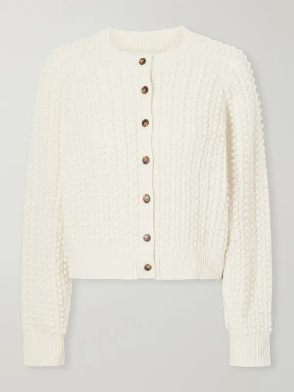 Loulou De Saison Edie Bubble-stitch Cashmere Cardigan - Ivory