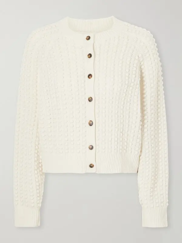 Loulou De Saison Edie Bubble-stitch Cashmere Cardigan - Neutrals