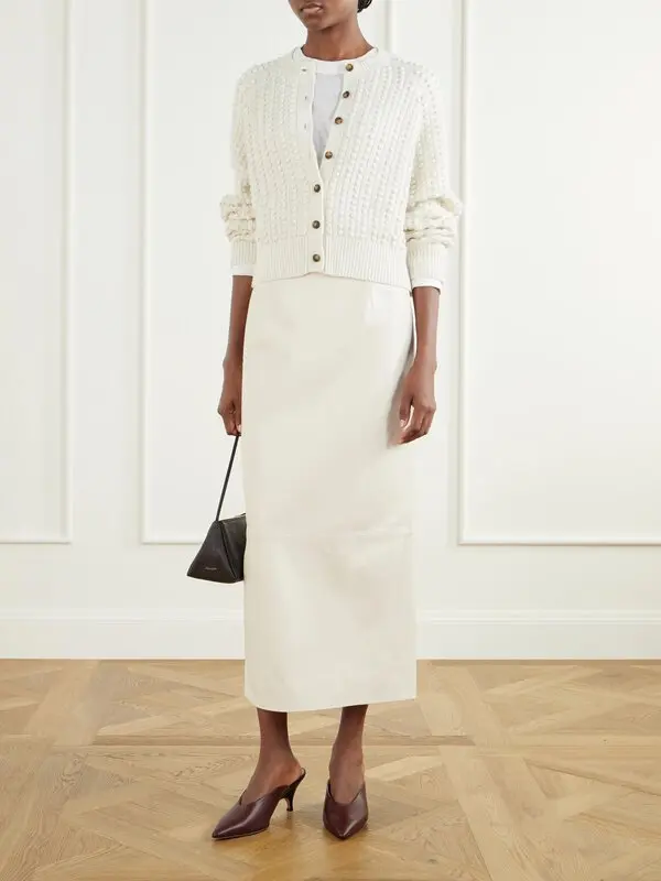 Loulou De Saison Edie Bubble-stitch Cashmere Cardigan - Neutrals