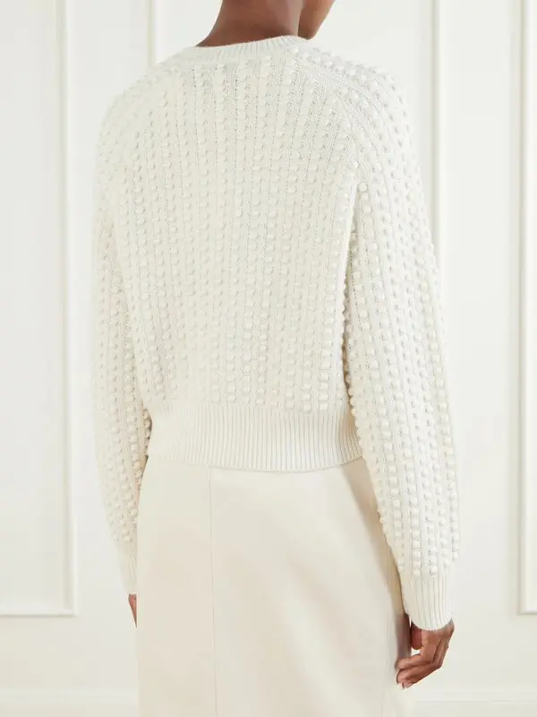 Loulou De Saison Edie Bubble-stitch Cashmere Cardigan - Neutrals