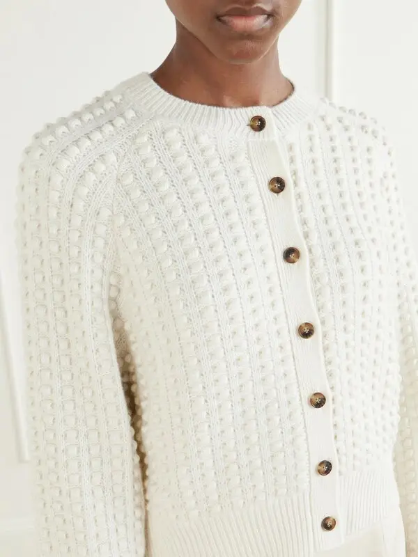 Loulou De Saison Edie Bubble-stitch Cashmere Cardigan - Neutrals