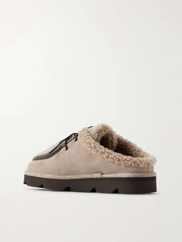 Brunello Cucinelli Shearling-trimmed Suede Clogs