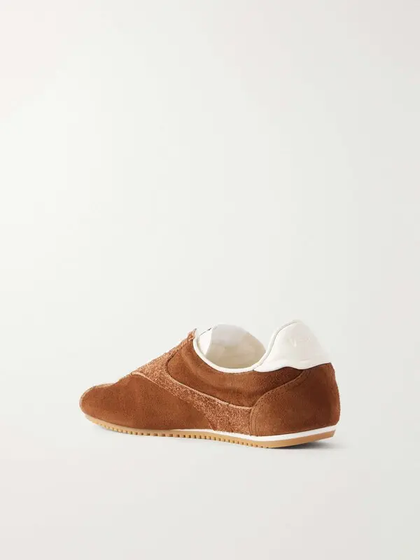 Bottega Veneta Shot Leather-trimmed Suede Sneakers
