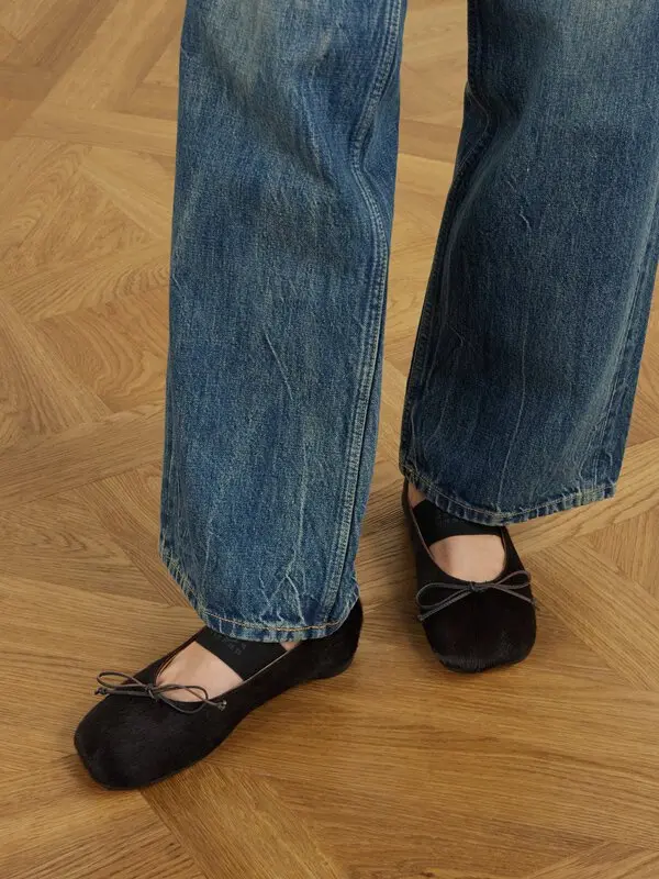 MAISON MARGIELA Bow-detailed Calf Hair Ballet Flats
