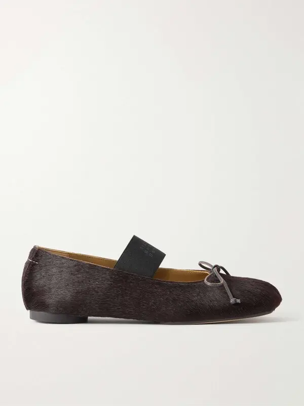 MAISON MARGIELA Bow-detailed Calf Hair Ballet Flats - Dark Brown