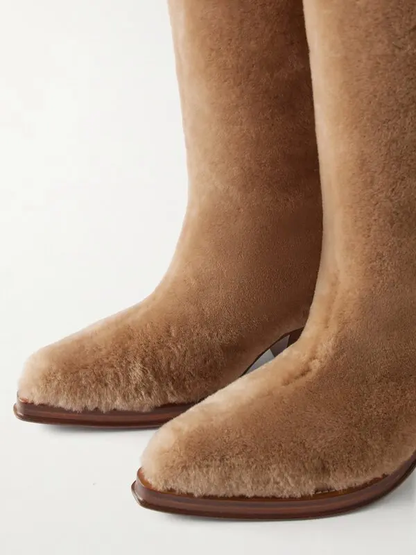 Gabriela Hearst Waite Shearling Knee Boots - Neutrals
