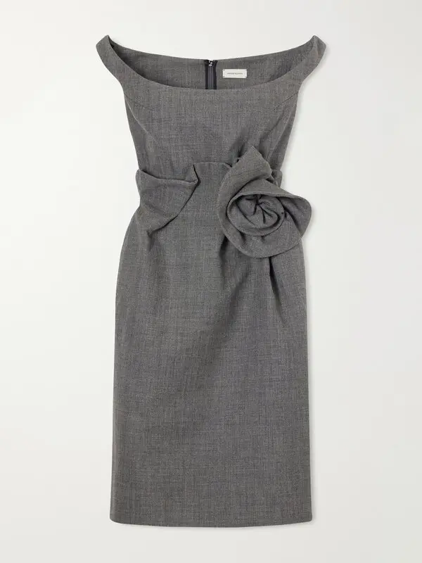 Magda Butrym Floral Embellished Off-the-shoulder Midi Dress - Gray