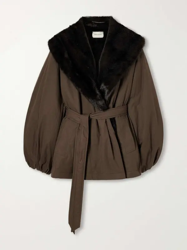 Magda Butrym Belted Plush-trimmed Short Coat