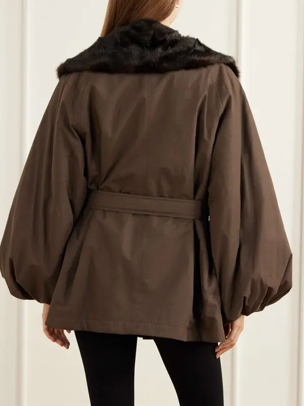 Magda Butrym Belted Plush-trimmed Short Coat