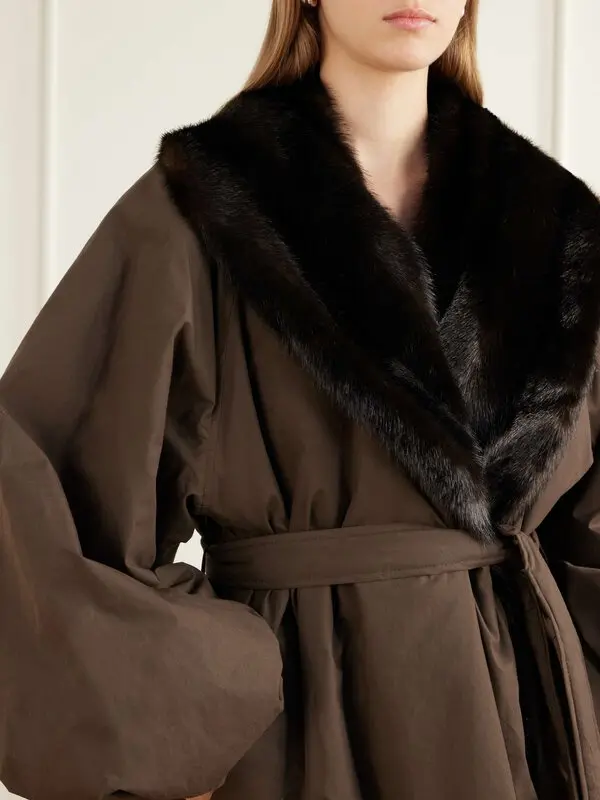 Magda Butrym Belted Plush-trimmed Short Coat