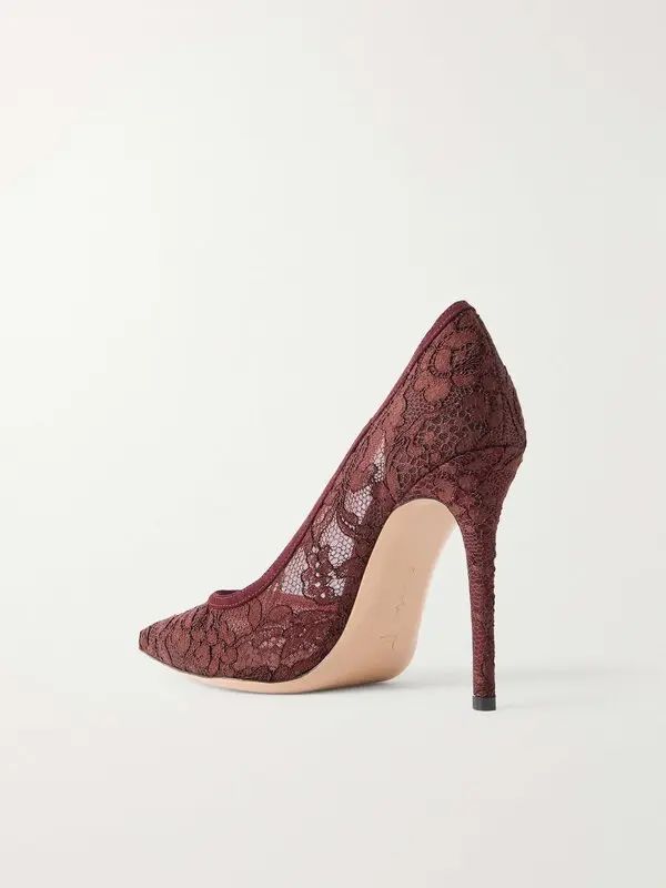GIANVITO ROSSI Claudia 105 Suede-trimmed Lace Pumps