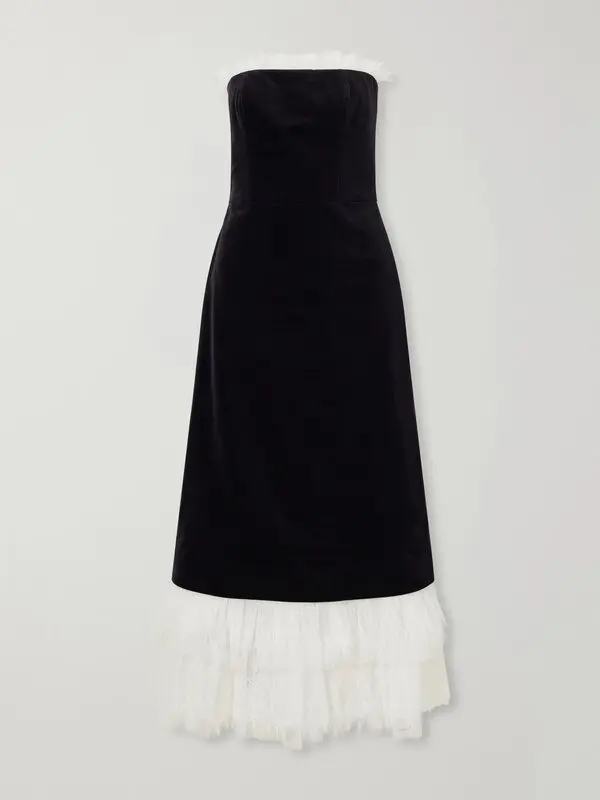 Costarellos Isabetta Strapless Midi Dress - Black