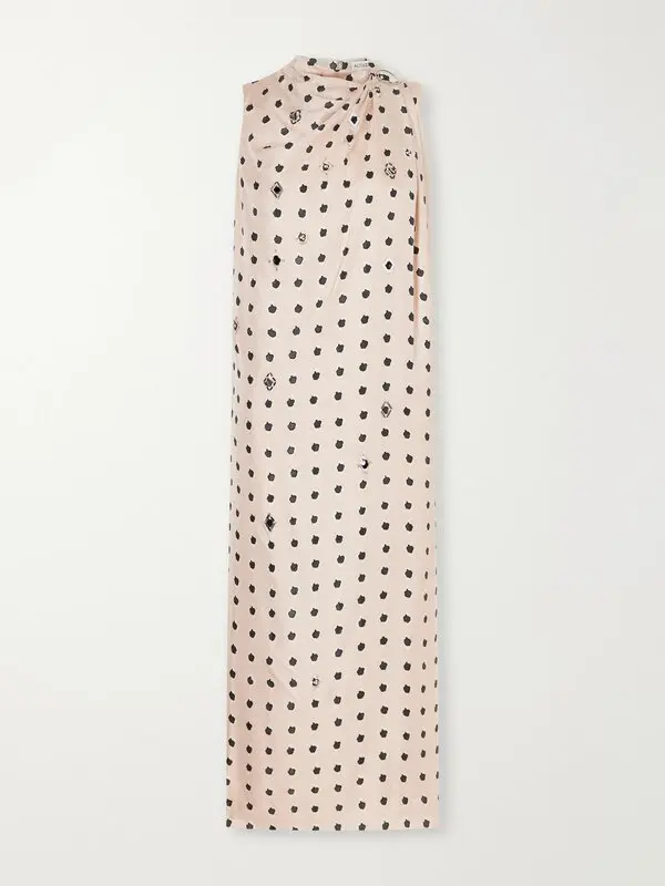 Altuzarra Jackie Bead-embellished Printed Silk-satin Maxi Dress - Pink