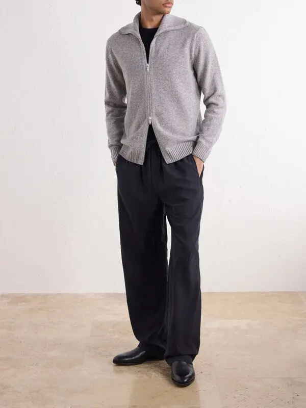 SLOWEAR Zanone Virgin Wool Knitted Zip-up Hoodie