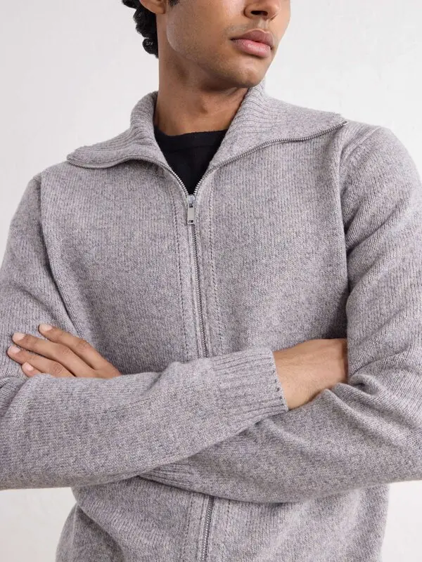 SLOWEAR Zanone Virgin Wool Knitted Zip-up Hoodie