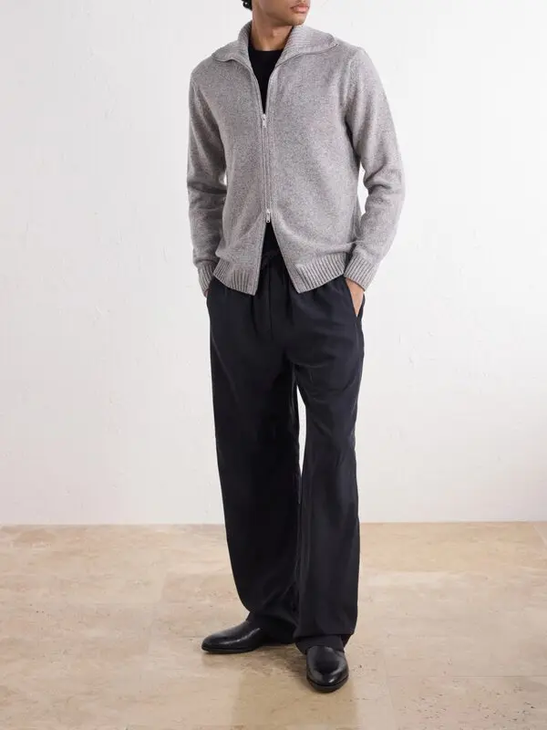 SLOWEAR Zanone Virgin Wool Knitted Zip-up Hoodie