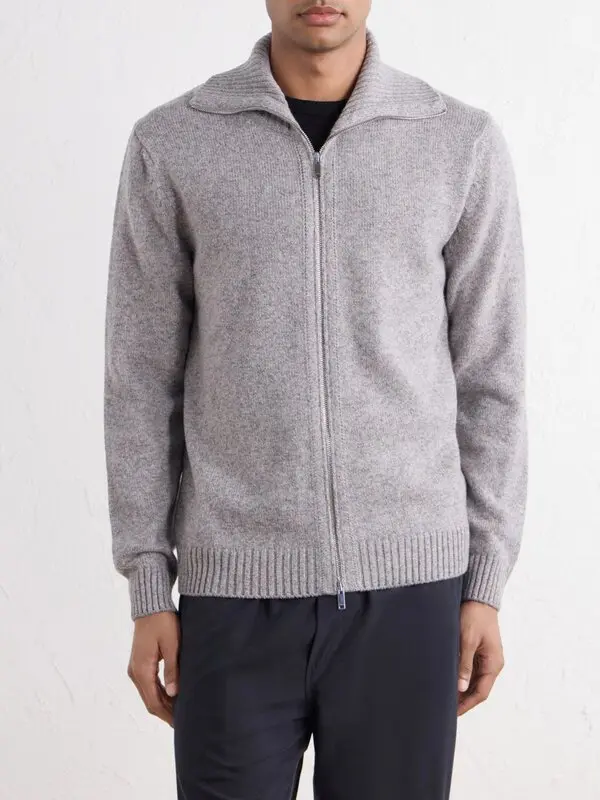 SLOWEAR Zanone Virgin Wool Knitted Zip-up Hoodie