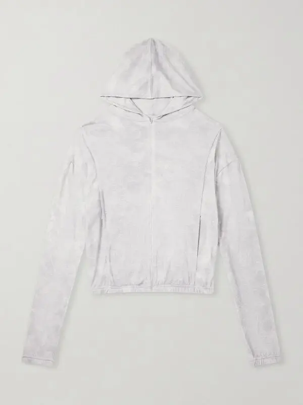 ADON Printed Silk Zip-up Hoodie - Gray