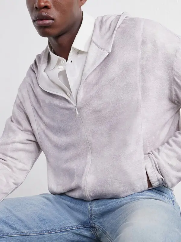 ADON Printed Silk Zip-up Hoodie
