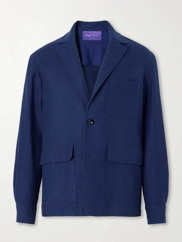 Ralph Lauren Purple Label Cotton-blend Waffle-knitted Blazer - Blue