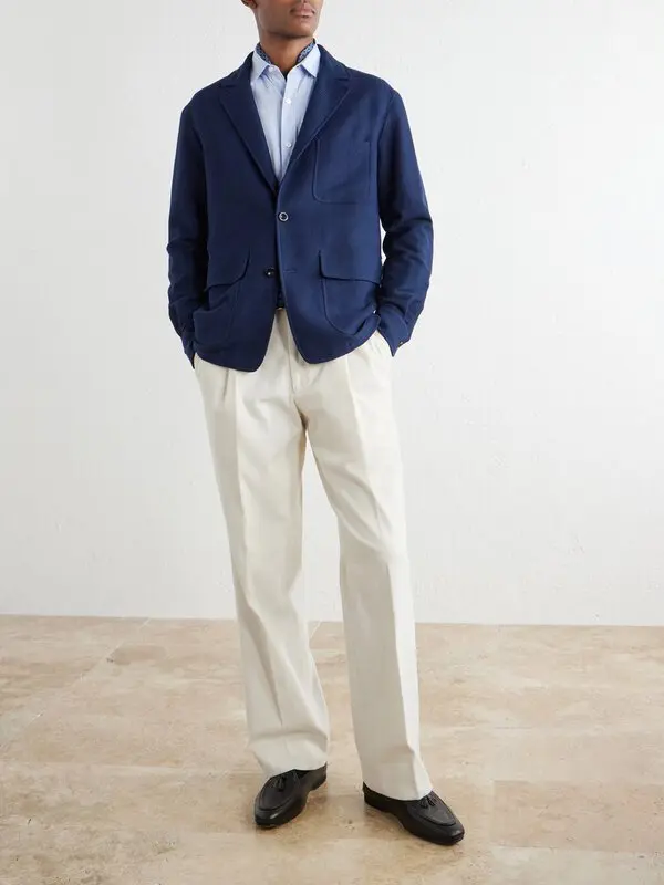 Ralph Lauren Purple Label Cotton-blend Waffle-knitted Blazer