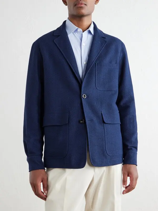 Ralph Lauren Purple Label Cotton-blend Waffle-knitted Blazer
