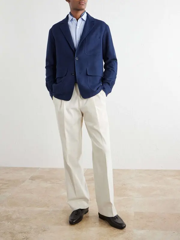 Ralph Lauren Purple Label Cotton-blend Waffle-knitted Blazer Jacket