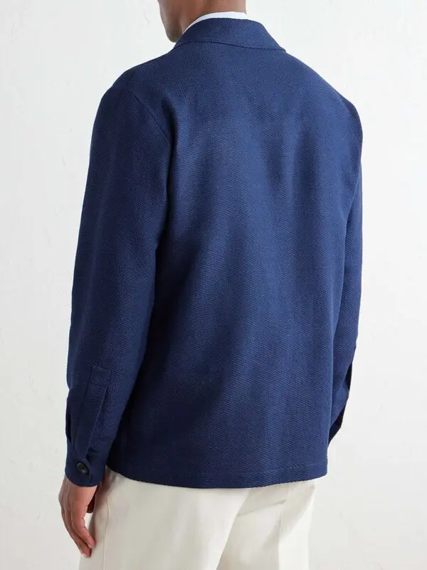 Ralph Lauren Purple Label Cotton-blend Waffle-knitted Blazer Jacket