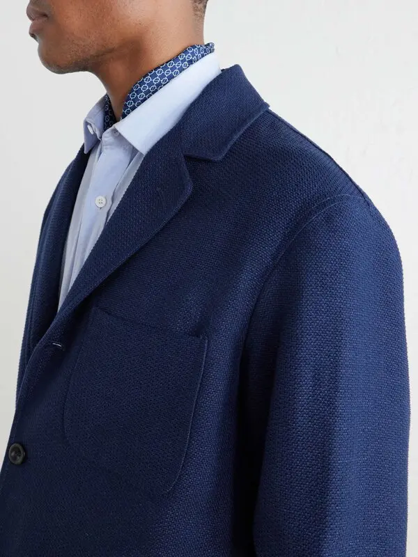 Ralph Lauren Purple Label Cotton-blend Waffle-knitted Blazer Jacket