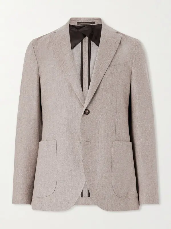 SLOWEAR Wool-blend Flannel Blazer Jacket - Neutrals