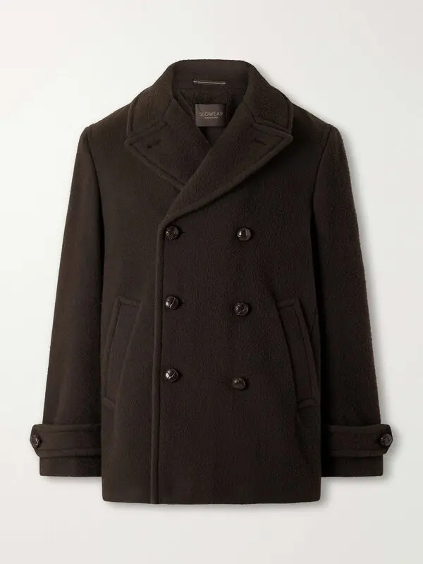 SLOWEAR Double-breasted Wool-blend Plush Coat - Brown