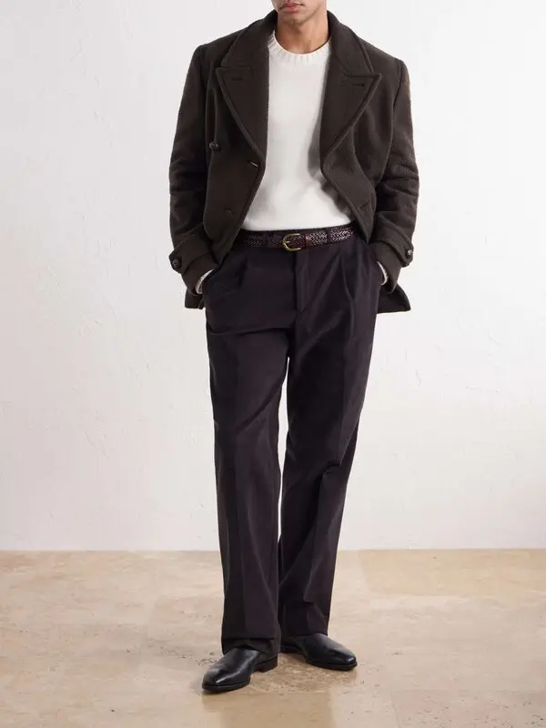 SLOWEAR Double-breasted Wool-blend Plush Coat