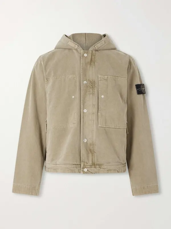 Stone Island Hooded Denim Jacket - Beige