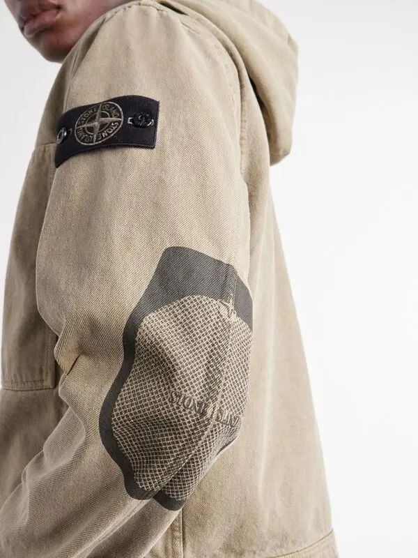 Stone Island Hooded Cotton Denim Jacket