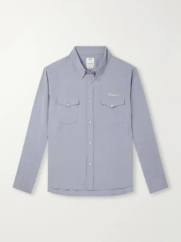 Visvim Meridian Logo-embroidered Canvas Shirt - Gray