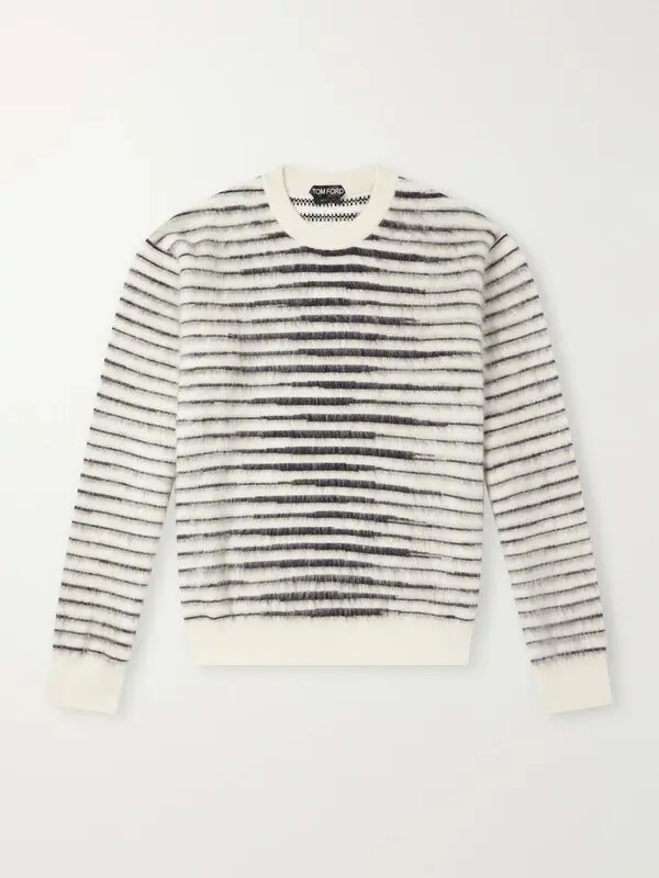 TOM FORD Striped Mohair-blend Sweater