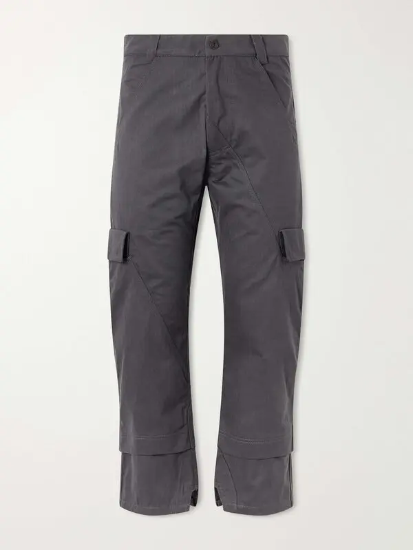 ADON Straight-leg Cotton Herringbone Trousers
