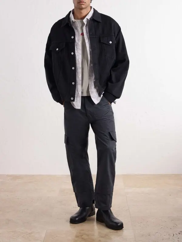 ADON Straight-leg Cotton Herringbone Trousers