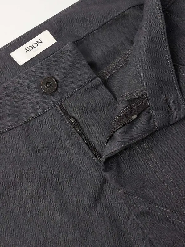ADON Straight-leg Cotton Herringbone Trousers