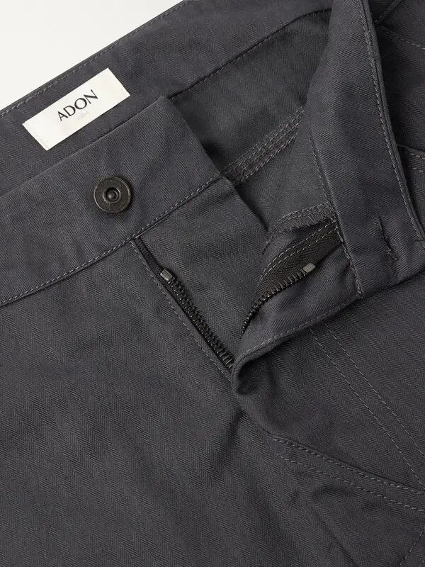 ADON Straight-leg Cotton Herringbone Trousers