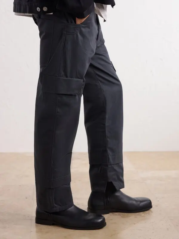 ADON Straight-leg Cotton Herringbone Trousers