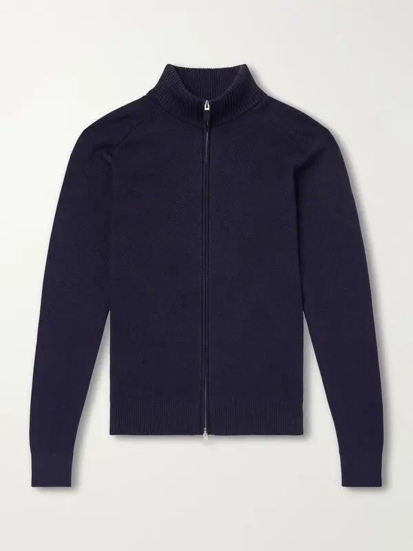 Zegna Cashmere And Silk-blend Zip-up Cardigan - Blue