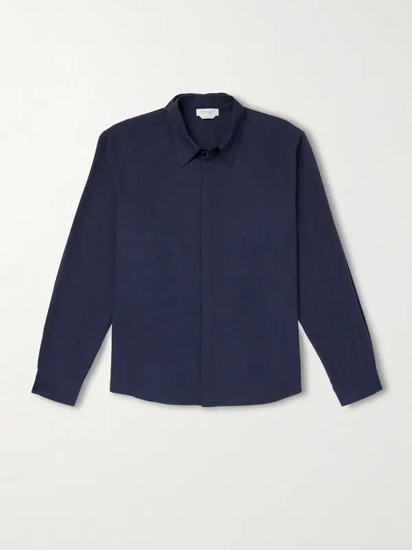 Gabriela Hearst Abbe Cotton And Cashmere-blend Shirt - Blue