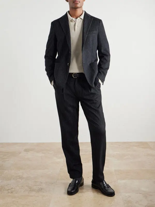 Barena Venezia Pinstriped Wool-blend Blazer - Gray
